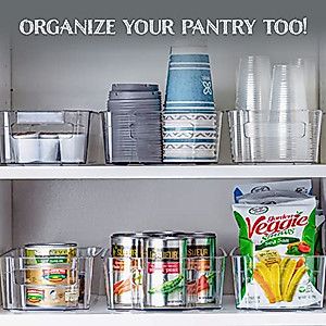 Refrigerator Organizer Bins - Clear Plastic, Stackable, Narrow and Wide Bin Sizes, Egg Tray with Lid. Great Storage for Fridge, Cabinets, Countertops and Pantry. (Set of 12)