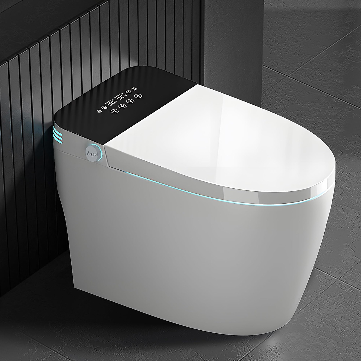 Klewo Smart Toilet with Built in Bidet and Water Tank, Without Water Pressure Limited, AUTO Open & Close, Foot Kick AUTO Flush, Elongated One Piece Toilet with Heated Seat