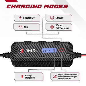 JMR Battery Charger for Can-am Spyder Maverick Defender Commander Ryker Outlander Renegade All Models Trickle Charger Conditioner Maintainer (No Lithium Mode)