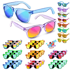 Kids Sunglasses Party Favors - 24 Packs Sunglasses Bulk for Kids with UV400 Protection in Bulk for Boys and Girls，Neon Sunglasses for Kids Birthday Graduation Party Gift