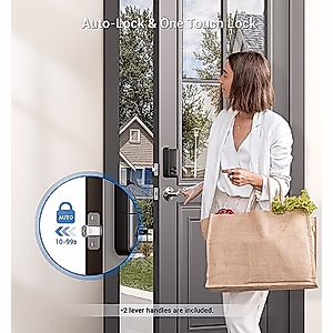 Veise Keyless Entry Door Lock with 2 Lever Handles - Electronic Keypad Deadbolt, Auto Lock, Easy Installation Digital Smart Code Door Lock, Front Door Handle Set, Satin Nickel