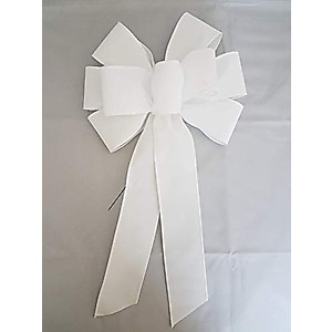 Large 10" Wired White Velvet Outdoor Wreath Bows