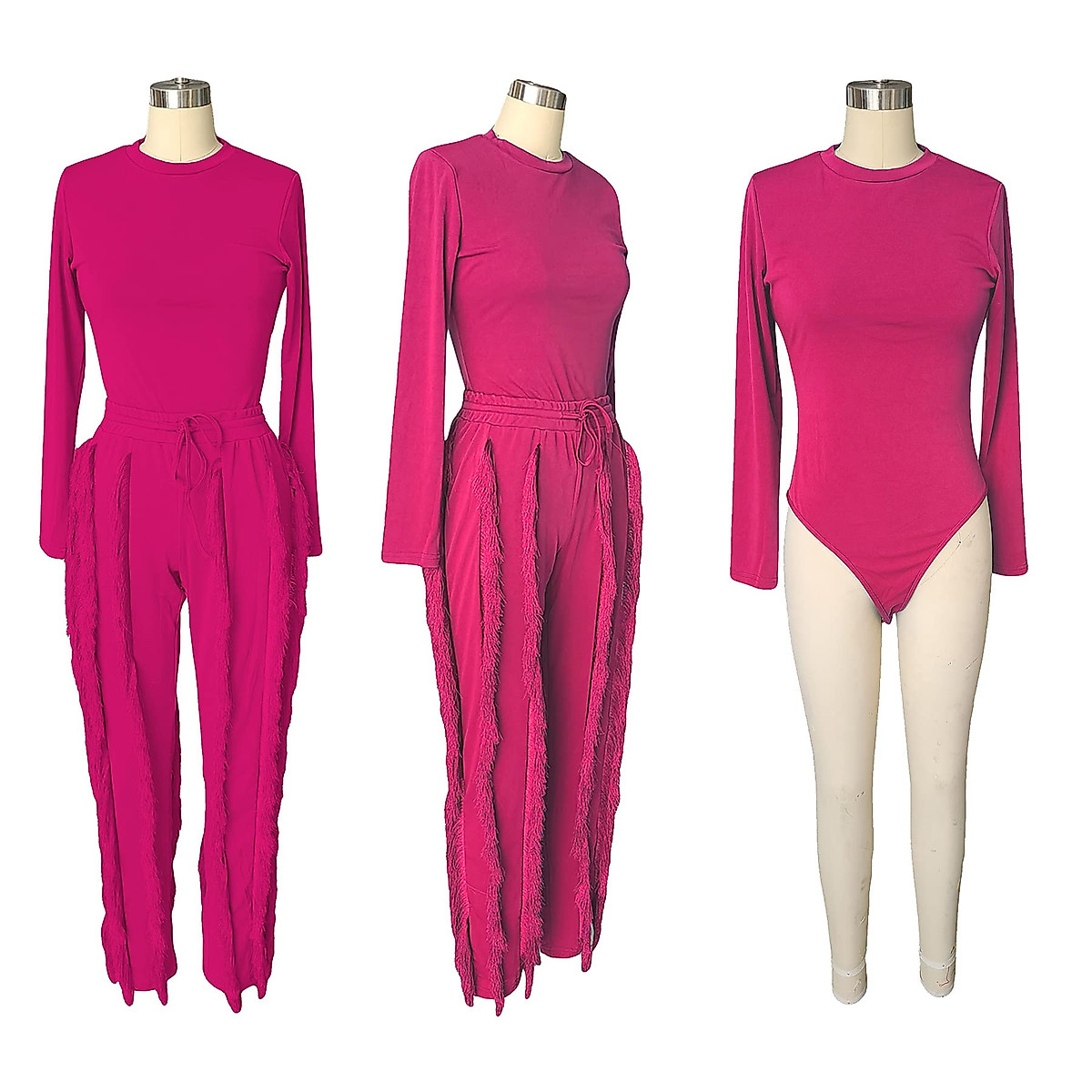 Vakkest Tassel Bodycon Long Pants Tracksuit Sets for Women Ladies Girls Females Two Piece Outfits Activewear Sweatpants