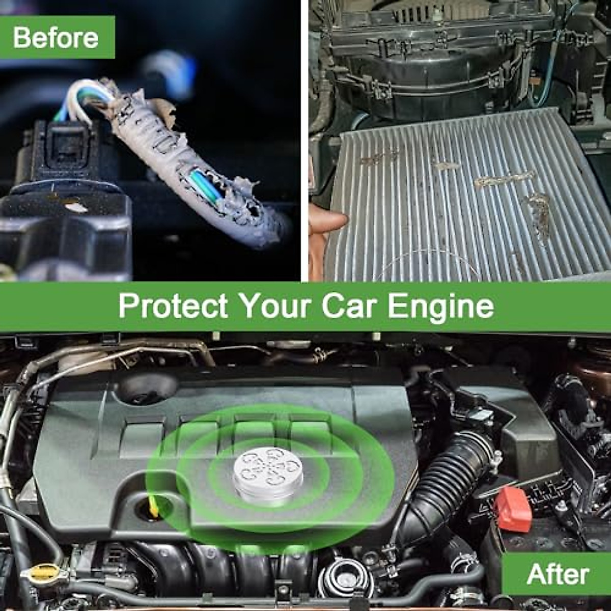 4 Pack Rodent Repellent for Car Engines, Peppermint Oil to Repel Mice and Rats, Mouse Repellent Keep Rodents Out of Car Rat Repellent for House Mice Repellent Outdoor