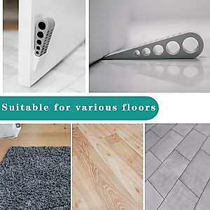 2 Pack Door Stoppers, Wedge Rubber Door Stop with Holder, Door Stoppers for Bottom of Door (Gray)