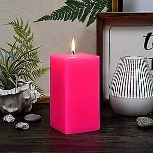 Zest Candle 3 by 6-Inch, Hot Pink Square Pillar Candle, 3" L x 3" W x 6" H