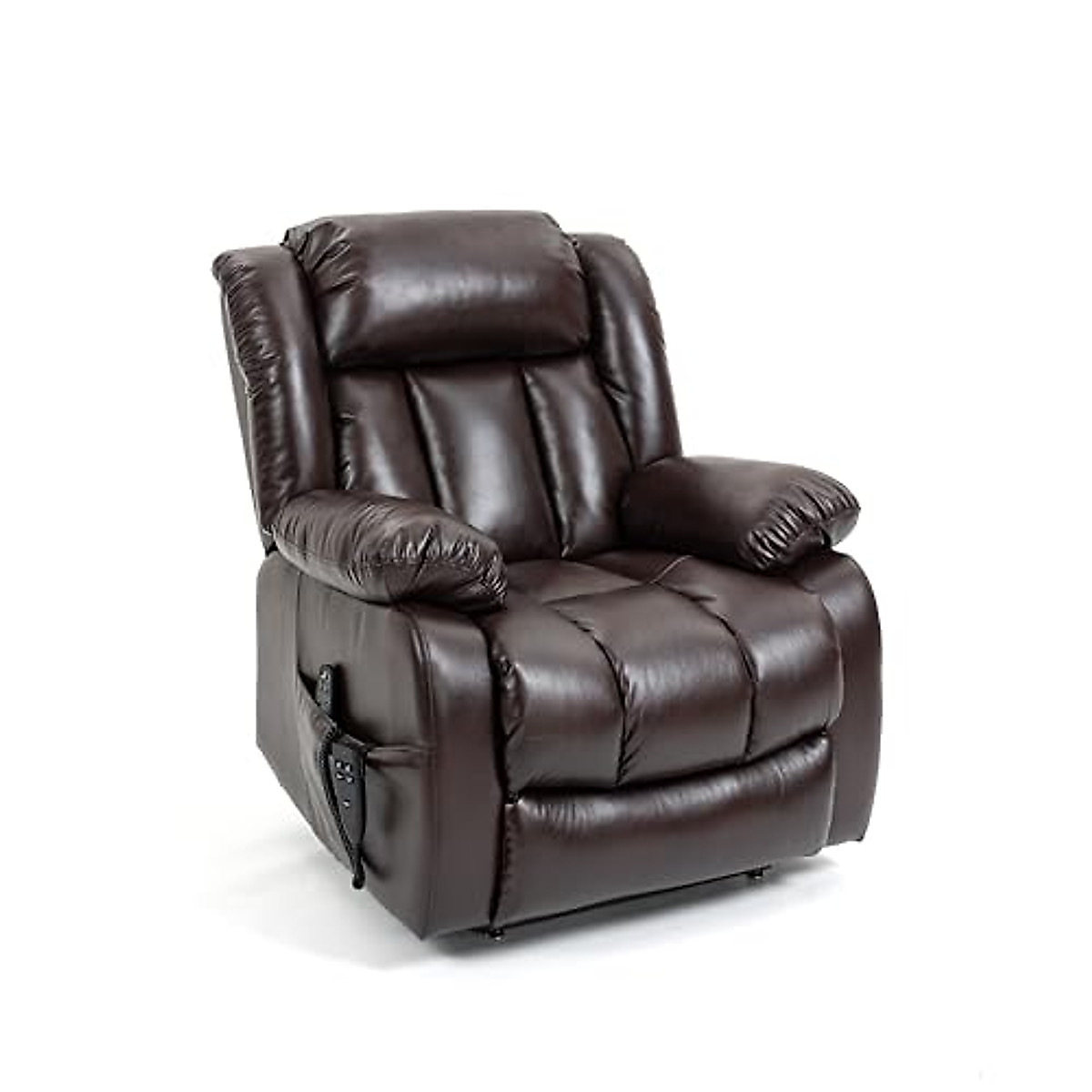 FULife Electric Lift Chair Power Recliner,Reclining Lifting Single Sofa Armchair with Heat and Massage,Heavy Duty Dual Motor Faux Leather Upholstery Lazy Lounge Couch w//USB Ports and Side Pockets