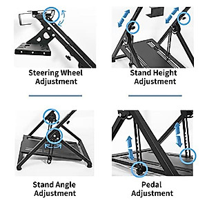 Anman Foldable Driving Gaming Steering Wheel Stand Fit for Logitech G25 G27 G29 G923,Thrustmaster PXN V9,Adjustable,Not Included Pedals & Shifter