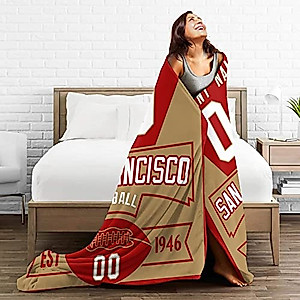 Custom Football Throw Blankets Personalized Ultra-Soft Micro Fleece Blankets with Name Numbers for Fans Gifts