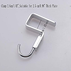 Hdtyyln Student Desk Space Aluminium Alloy Nail-Free Hook, 2 Pack Office Bag Hook Clothes Hook (2.6cm/1.02",Suitable for 2.5 cm/0.98" Thick Plate.)