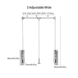 Nisorpa Pull Down Closet Rod Wardrobe Lift Wide Adjustable 35-48inch Aluminium Retractable Cabinet Rail Lifter Hanger Organizer Storage System Buffer Return Space Saving Weight Capacity 23lbs