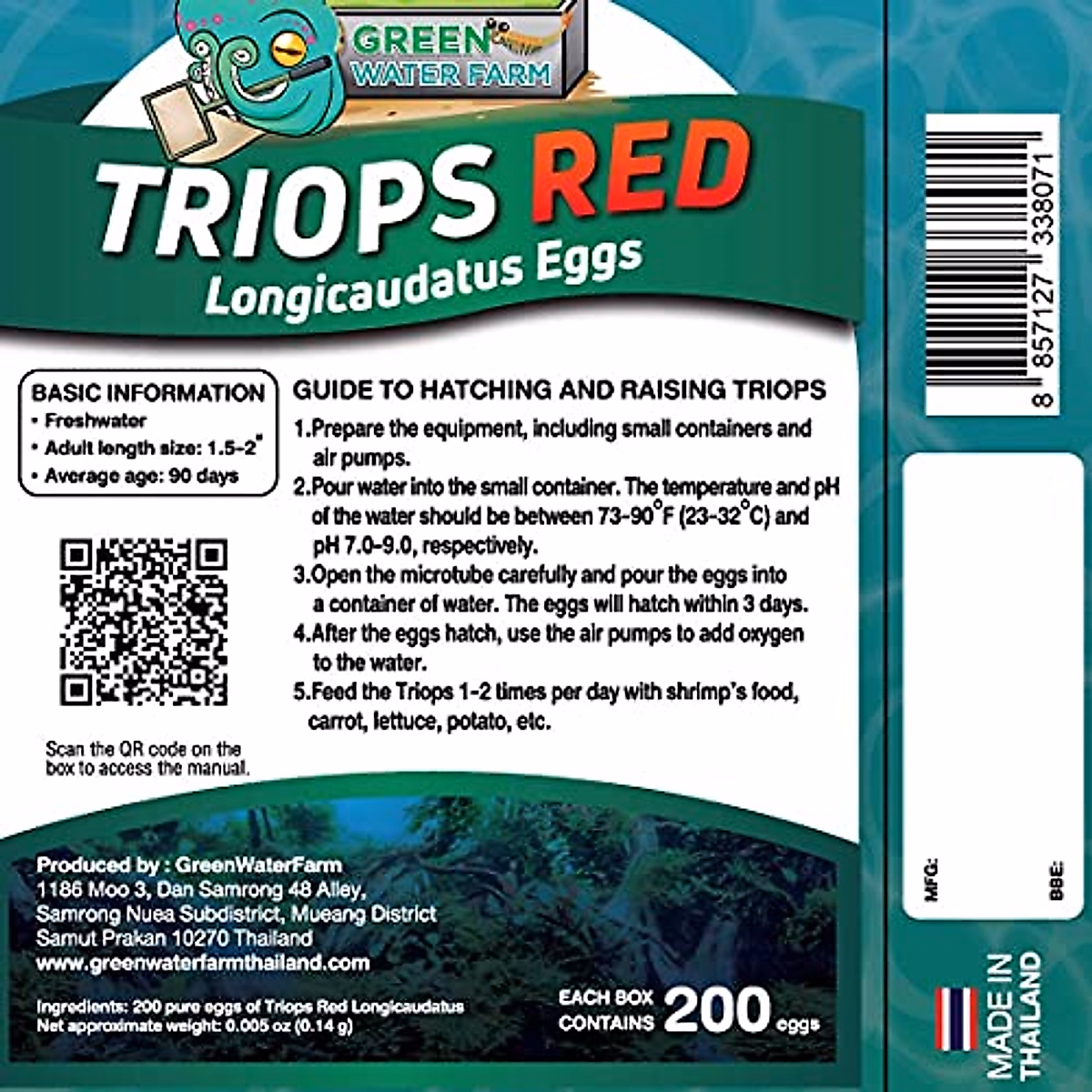 Greenwaterfarm Triops Red Longicaudatus Eggs for Hatching and Culture Suitable to be Pet and Science Project (Pure 200 Eggs)