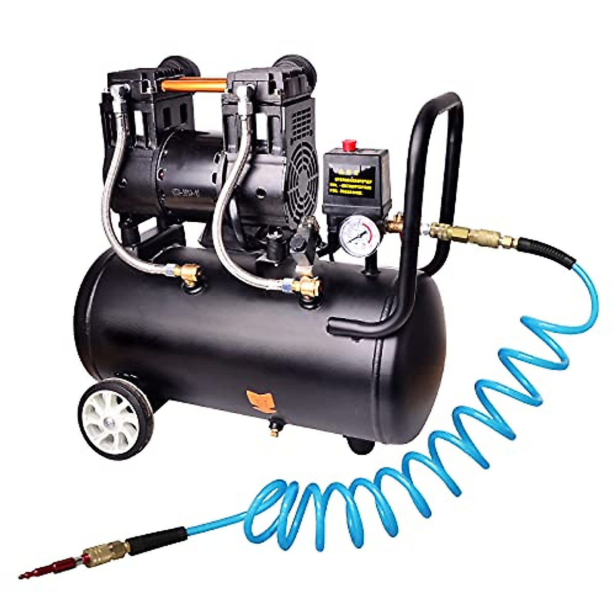 GASHER 1/4" x 10FT Reinforced Polyurethane Recoil Air Hose with Bend Restrictor, 1/4" Industrial Quick Coupler and Plug