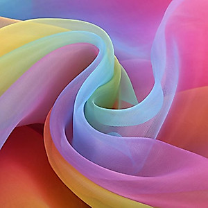 BBTO 16 Feet by 54 Inch Organza Voile Dress Fabric Fancy Costumes Decorations (Rainbow Color)