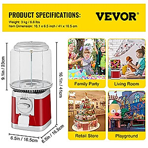 Mophorn Gumball Machine, 1-inch Candy Vending Machine, Commercial Gumball Vending Machine with Adjustable Candy Outlet Size, Metal Gumball Dispenser Machine for Home, Gaming Stores