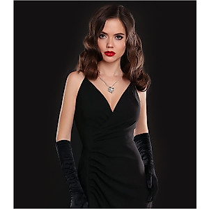 REJOY24 Heart Pendant Goodluck Necklace made of Brass, Platinum Plated coating with Shiny Rhinestone (Box included)