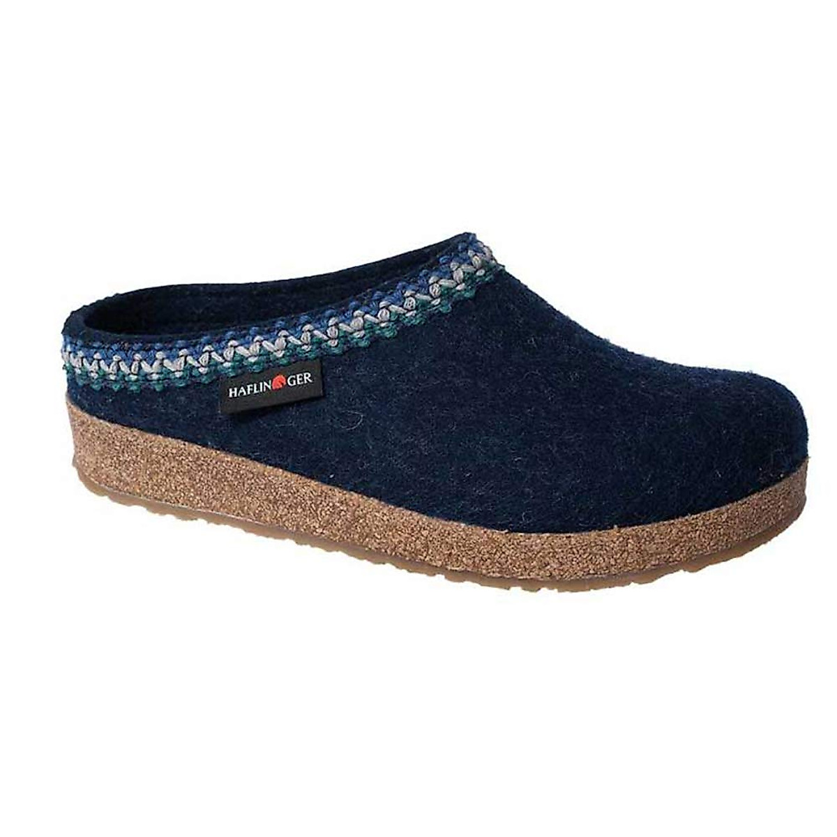 HAFLINGER Grizzly ZigZag Felt Clog Unisex Wool Slipper Blue (Captains Blue 79) EU 41