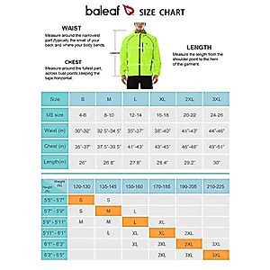 BALEAF Men's Cycling Rain Jacket Waterproof Windbreaker Running Hiking Travel Golf Gear Lightweight Hood Packable Reflective Yellow M