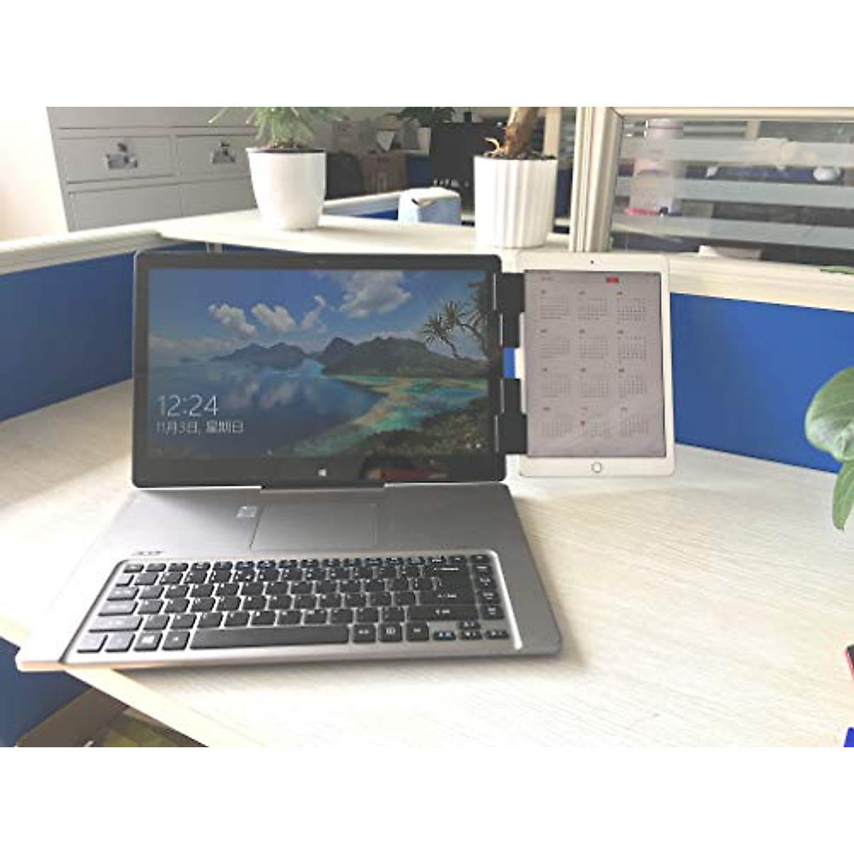 xcivi Phone Tablet to Laptop Clip/ Connect Laptop Clip/ Laptop Side Mount /Duo Screens Mount for Laptop and Monitor (Black - 2pack)