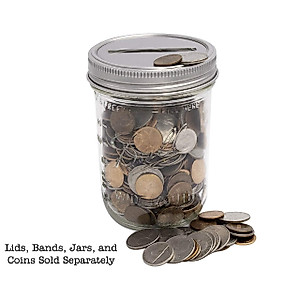 Stainless Steel Coin Slot Bank Lid Inserts for Mason, Ball, Canning Jars (10 Pack, Wide Mouth)