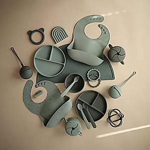 mushie Silicone Suction Plate | BPA-Free Non-Slip Design (Cambridge Blue)