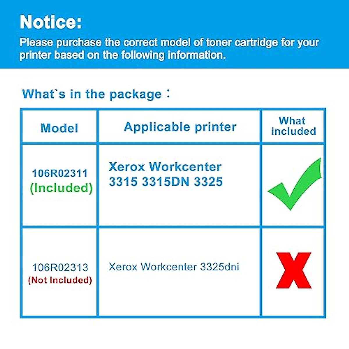 LCL Compatible Toner Cartridge Replacement for Xerox 106R02311 106R02309 5000 Pages 3315 3325 3315DN (1-Pack Black)
