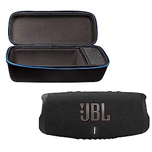 JBL Charge 5 Portable Waterproof Wireless Bluetooth Speaker Bundle with divvi! Protective Hardshell Case - Black