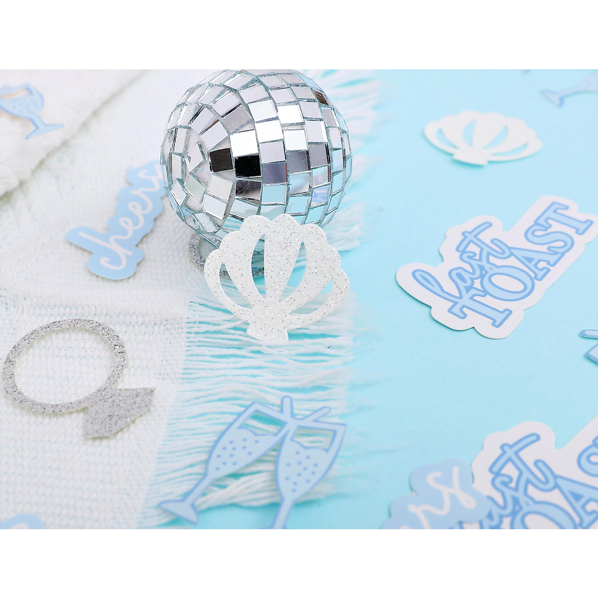 200psc Last Toast on the Coast Confetti - Last Toast Bachelorette Party Decorations, Ocean Bridal Shower Confetti, Beach and Coastal Bachelorette Party Decor, Shimmery Seashell and Ring Confetti