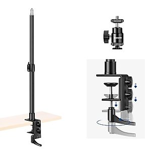 NEEWER Camera Desk Mount with C Clamp, 2 Pack 13.8"-23.6" Adjustable Desktop Light Stands with 1/4" Ball Heads Cold Shoe Adapters Long Handles for Webcam DSLR Camera Monitor Ring Light, Max Load 5kg