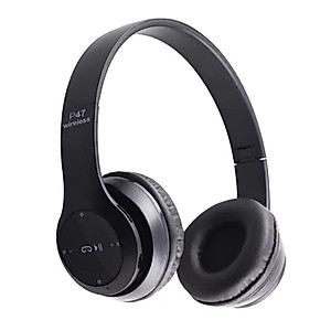Wireless Headphones, P47 Bluetooth Foldable Over Ear Headset with Microphone Wired and Wireless Multi Functions Control Buttons Working Time 5-8 Hours (Red)