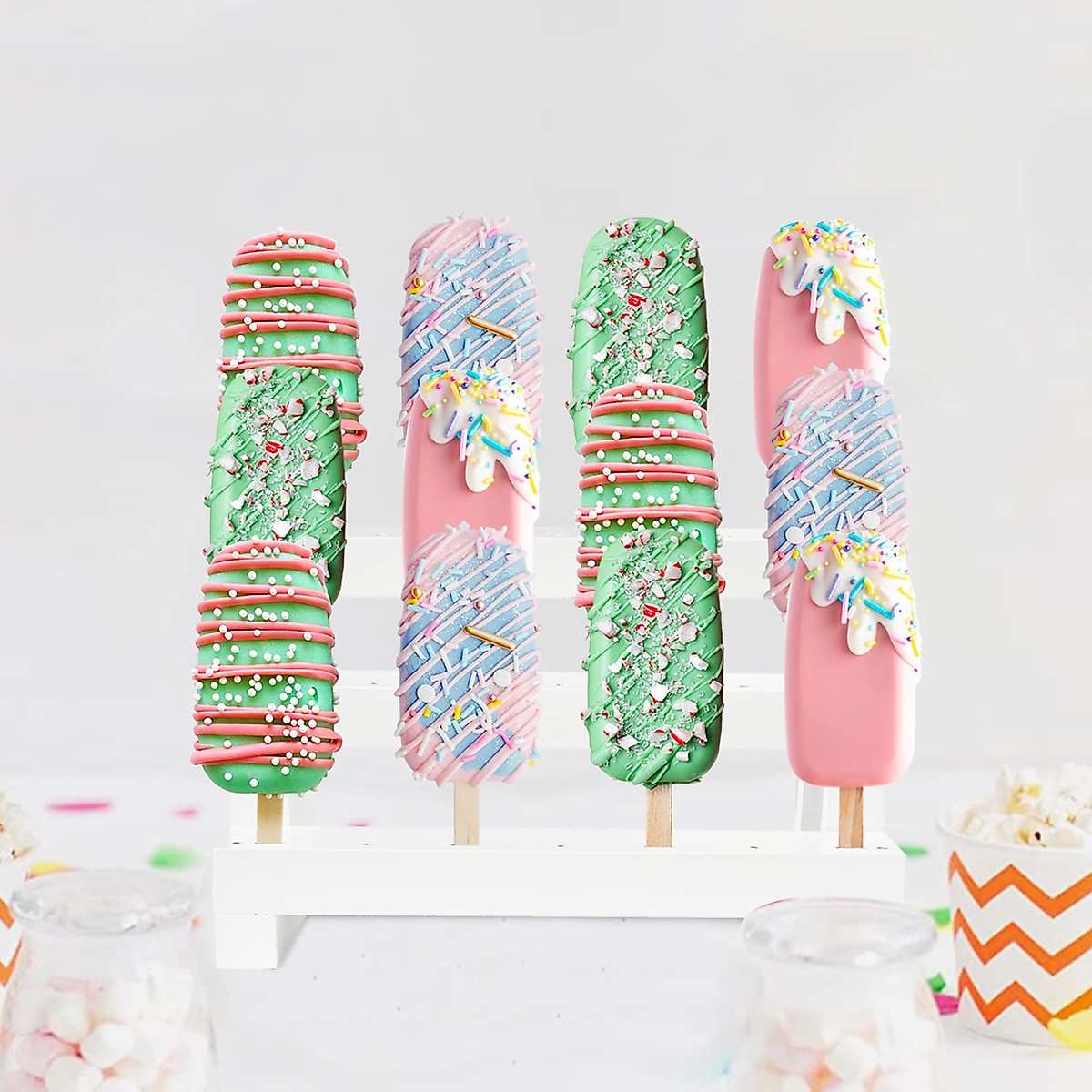 Wood Cakesicle Stand Display - Cake Pop Stand Display Riser - 3 Tier Wood Lollipop Holder, for Dessert Table of Wedding Shower Birthday Parties