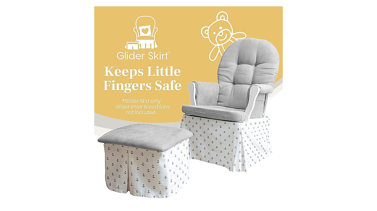 Glider Skirt, Universal Fit Safety Skirt for Glider Chair and Ottoman for Nursery, Baby Proofing ...