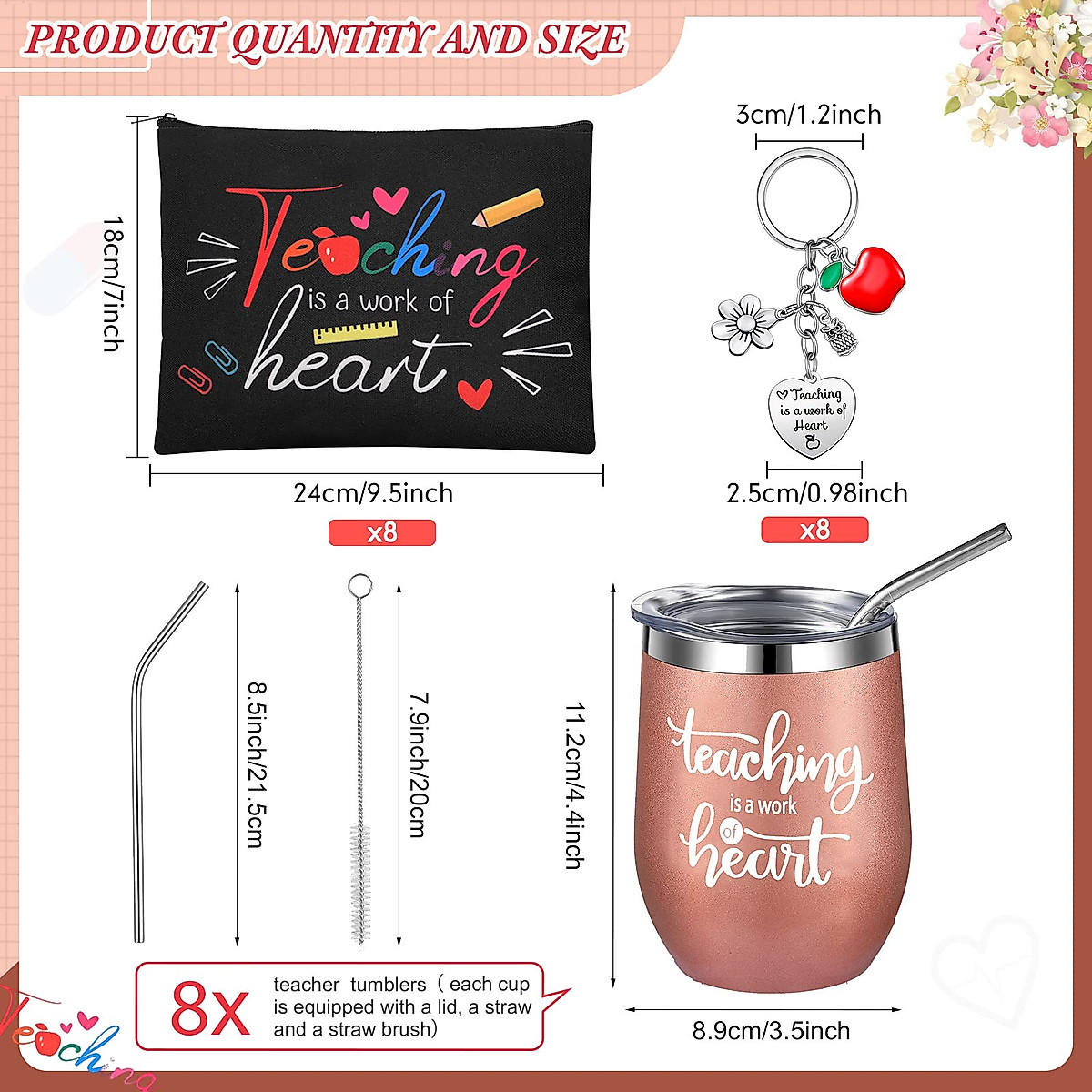 Hoolerry 24 Pcs Teachers Appreciation Gifts Bulk, Teacher Week Gifts for Women Men, Thank You Gifts for Teacher, Teacher Tumblers Graduation Retirement Teacher Gifts(Multicolor, Stylish)