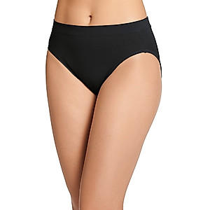 Jockey Women's Underwear Cotton Stretch Hi Cut, Black, 7
