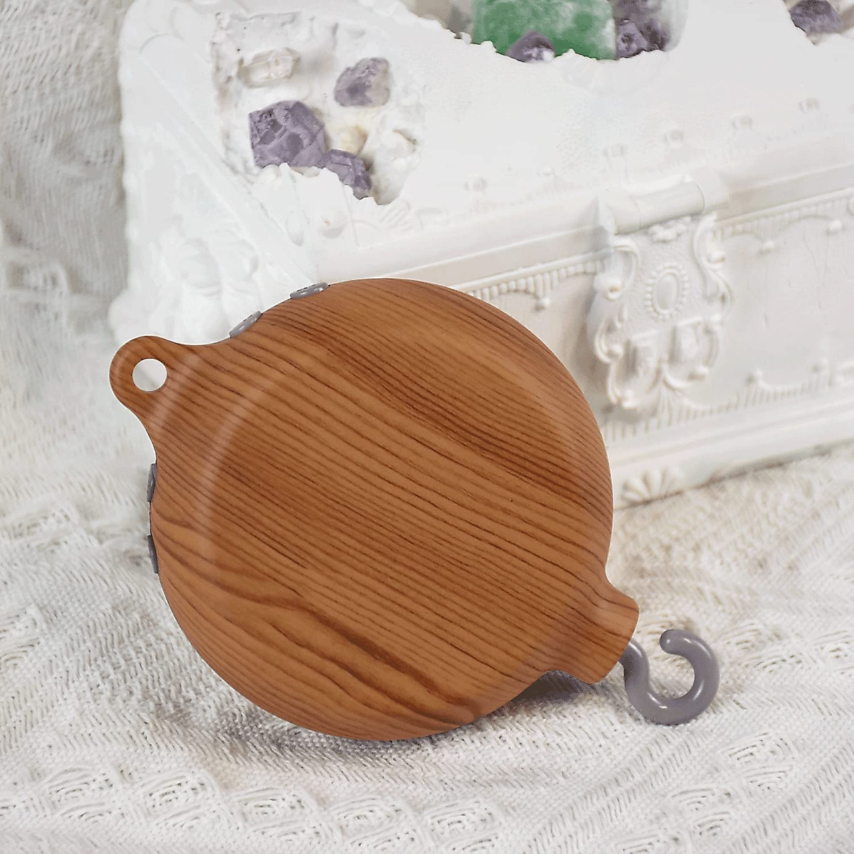 HLEEDUO crib mobile motor,music box spinner with adjustable volume，baby mobile with 3 moeds(rotating&music,rotating only,music only),music box Play 12 lullabies，Portable Sound Machine，Battery Operated