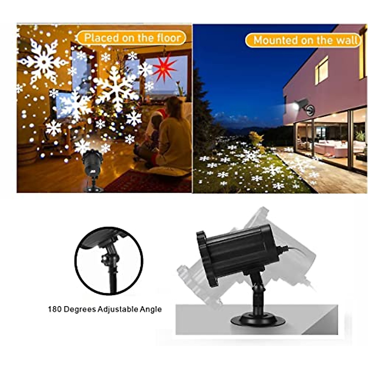 Christmas Outdoor Projector Lights,Yohencin Led White Snowflake Projector Light Waterproof Light Show Decoration Xmas Holiday Wedding Garden Patio Blizzard Projector Lamp (Snowflake)