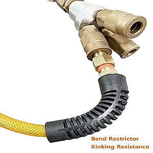 SANFU (PU) Polyurethane Reinforced 1/4”ID(6.3 x 9.8mm) x 100ft, Air Hose with 1/4-Inch Swivel Solid Brass Quick Coupler and Plug, Transparent Orange(100’)