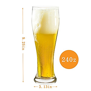 Burns Glass Bar Glasses, Classic Pilsner Glass Tall Beer Glasses with Heavy Base, 24 Oz. (Set of 2)