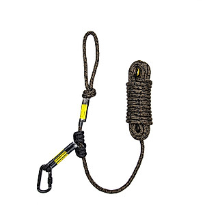 SENFU Hunting Safety Linemans Rope 30ft with Prusik Knot and Single Carabiner for Hunter Climbing Tree Stand Hanging Ladder Stand or Bow Lifeline,Fall Protection When Hunting on Stands