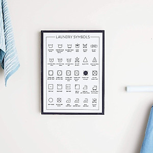 Juvale Framed Laundry Symbols Wall Art Canvas, Laundry Room Decor Sign (12 x 16 In)