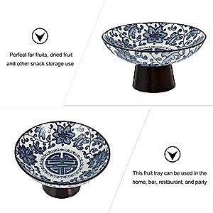 Luxshiny Cake Ceramic Footed Bowl Round Bowl Fruit Bowl Holder Cupcake Dessert Display Stand for Wedding Birthday Tea Party Kitchen Table Centerpiece Blue Fruit Bowl Fruit Bowl Fruit Bowl Fruit Bowl