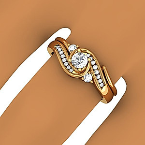 Dazzlingrock Collection 0.50 Carat (Cttw) 10K Diamond Women Swirl Engagement Ring Set 1/2 CT, Yellow Gold, Size 6