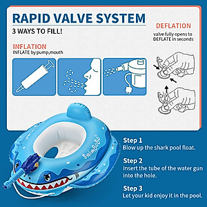 Swimbobo Toddler Pool Float Kids Inflatable Swim Seat Boat Ship Pool Toys for Toddlers and Children(Shark with Squirt Gun)