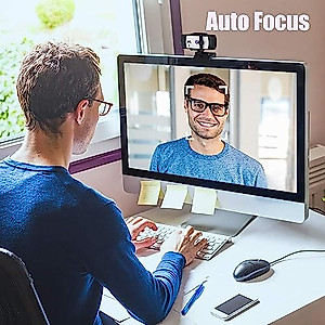KKE 1080P AutoFocus Webcam with Dual Microphones, 70° View, Works with Zoom, Teams, Skype, GoToMeeting, Messenger, Cisco, FaceTime, Supports Windows 11/10/8.1/8/7/XP, MacOS X 10.6 or later, Black
