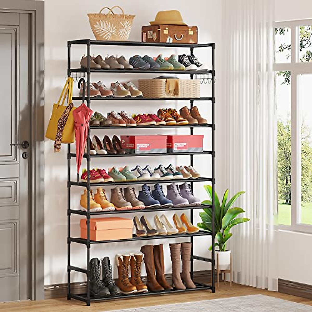 Tribesigns 10 Tiers Shoe Rack Shoe Shelf Large Capacity Shoe Organizer Tall Shoe Storage for Closet Entryway, Space Saving Shoe Tower for Living Room Hallwa