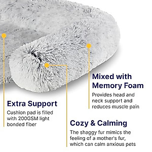 Codi Calming Dog Couch Beds for X-Large Dogs, Fluffy Plush Mat for Pets, Anti Anxiety Dog Bed with Removable Washable Cover for Large Medium Small Dogs and Cats, Light Grey, 45x37x6 inches