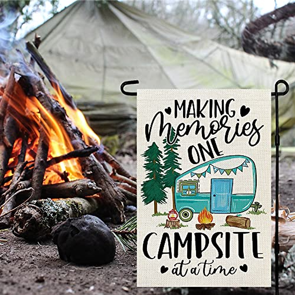 Camping Making Memories Garden Flag 12x18 Inch Double Sided RV Campsite Campfire Outside Party Decoration Yard Décor