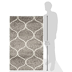 SAFAVIEH Hudson Shag Collection Accent Rug - 3' x 5', Grey & Ivory, Trellis Design, Non-Shedding & Easy Care, 2-inch Thick Ideal for High Traffic Areas in Entryway, Living Room, Bedroom (SGH280B)
