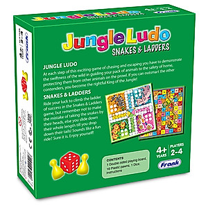 Frank Jungle Ludo and Snakes & Ladders Board Game for 4 Year Old Kids and Above