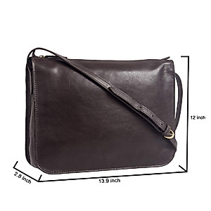 Hidesign Vegetable Tanned Leather Carmel Medium Crossbody Bag I Shoulder Sling Bag for Women - Size (L x W x H - 14 x 2.8 x 12), Black
